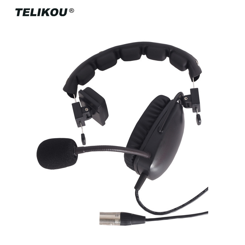 TELIKOU HD-101 XLR 5 Pin Male Single-ear Full-Duplex Wired Intercom Headset Dynamic Micrphone ...